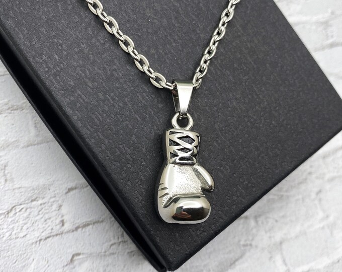 UNISEX BOXING GLOVE All Stainless Steel Necklace - Heavy and Solid ...