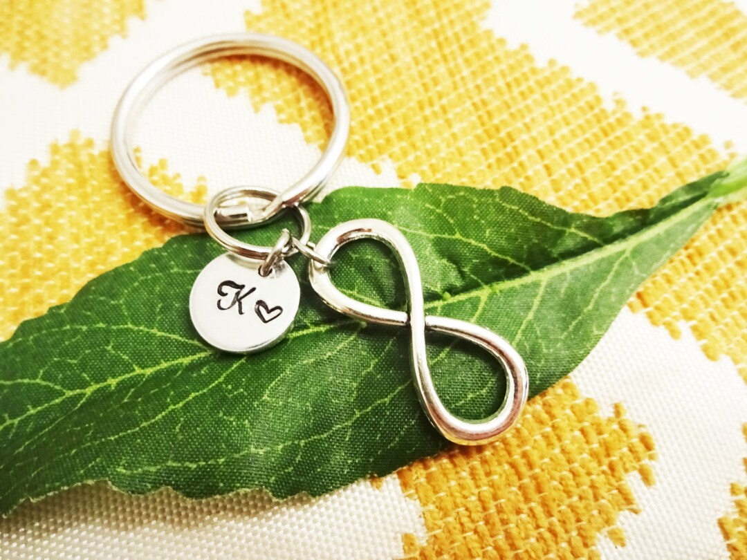 INFINITY KEYCHAIN W Initial Charm - Couples Keychain -BFF Boyfriend ...