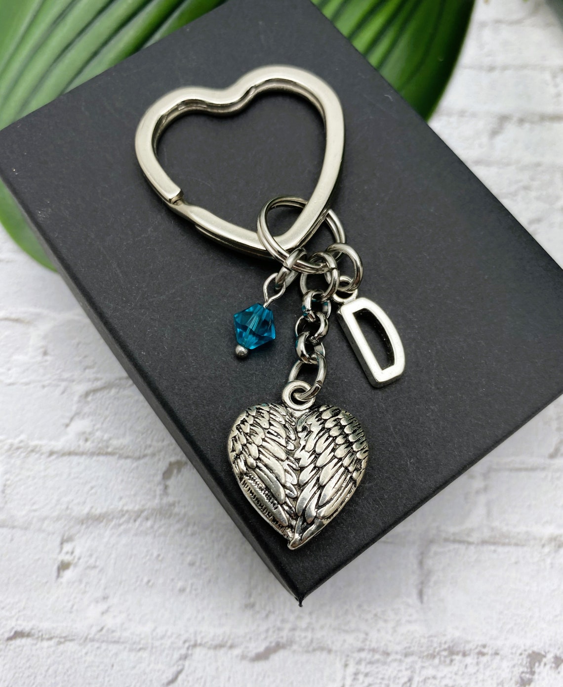 ANGEL WINGS KEYCHAIN Personalized With Swarovski Birthstone - Etsy