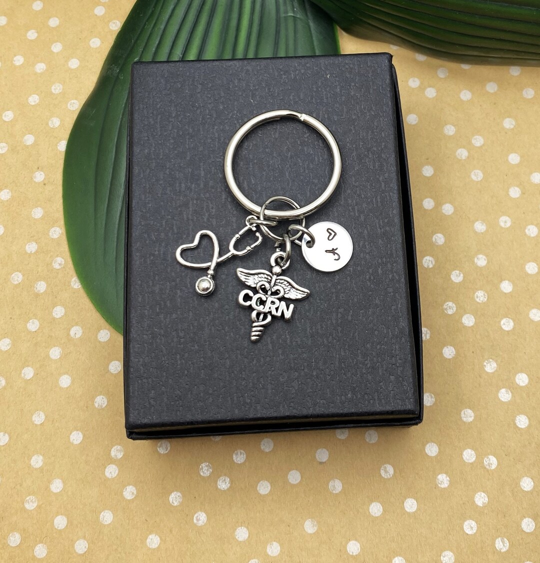 CCRN KEYCHAIN With Stethoscope Personalized W Initial Charm -critical ...