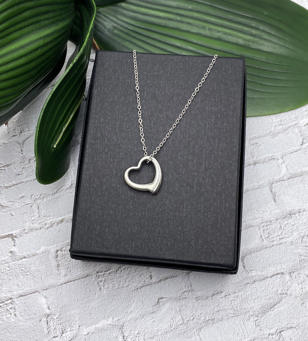 Stainless Steel FLOATING HEART NECKLACE on Stainless Steel Chain - 17mm ...