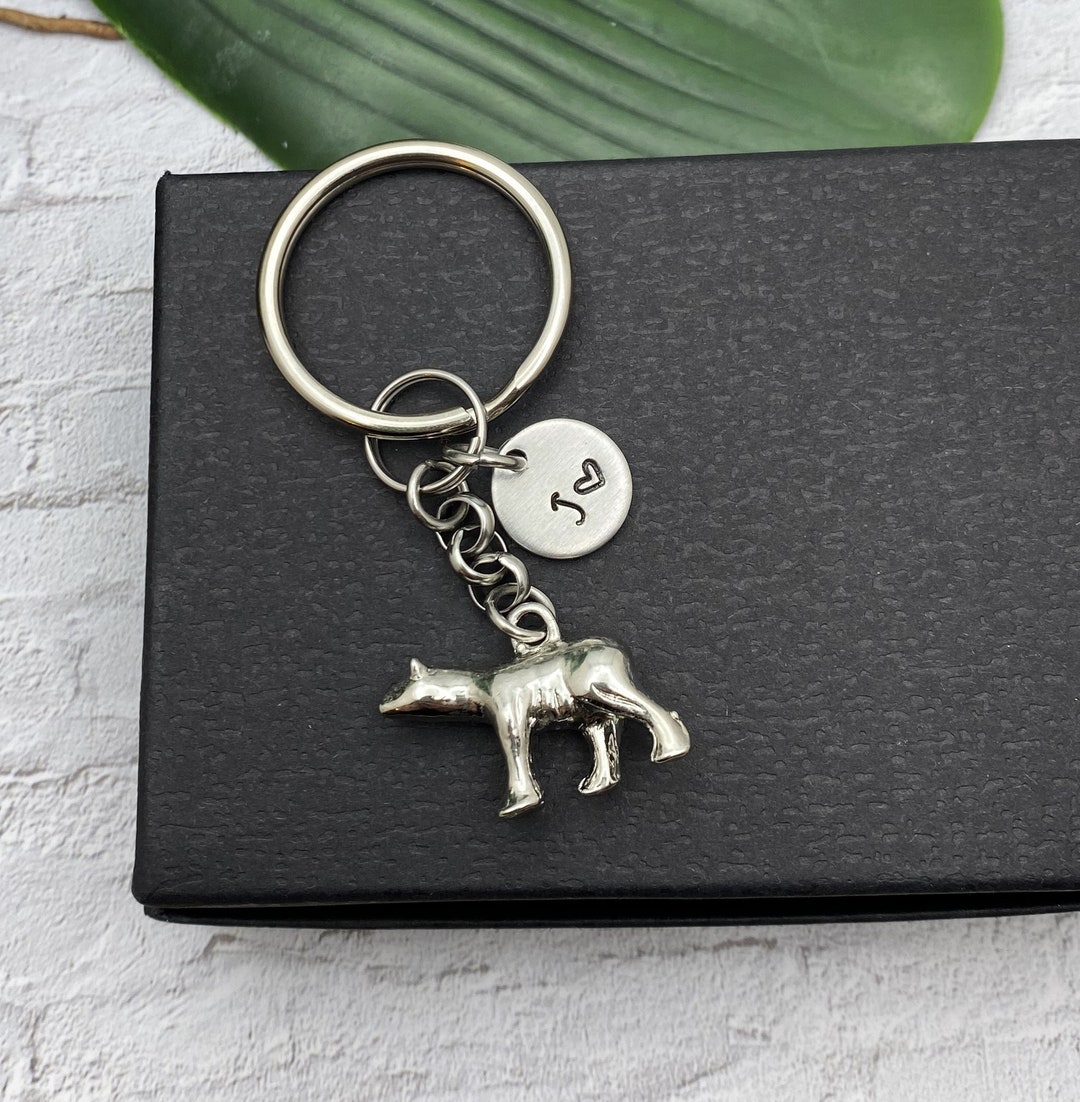 3D POLAR BEAR KEYCHAIN Personalized With Initial Charm - 3D Solid Polar ...