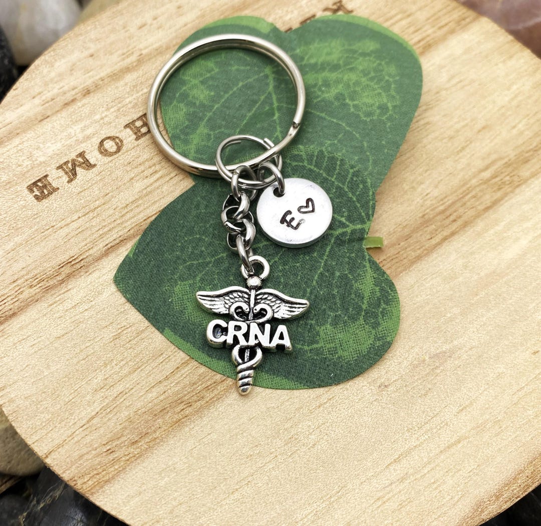 CRNA KEYCHAIN Personalized With Initial Charm - Silver Tone Certified ...