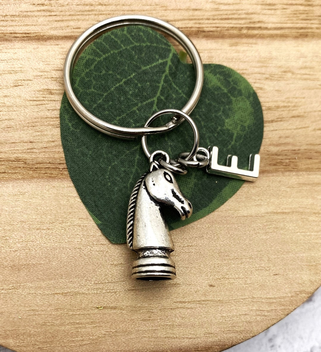 3D CHESS KNIGHT KEYCHAIN Personalized With Initial Charm -1 Inch Chess ...