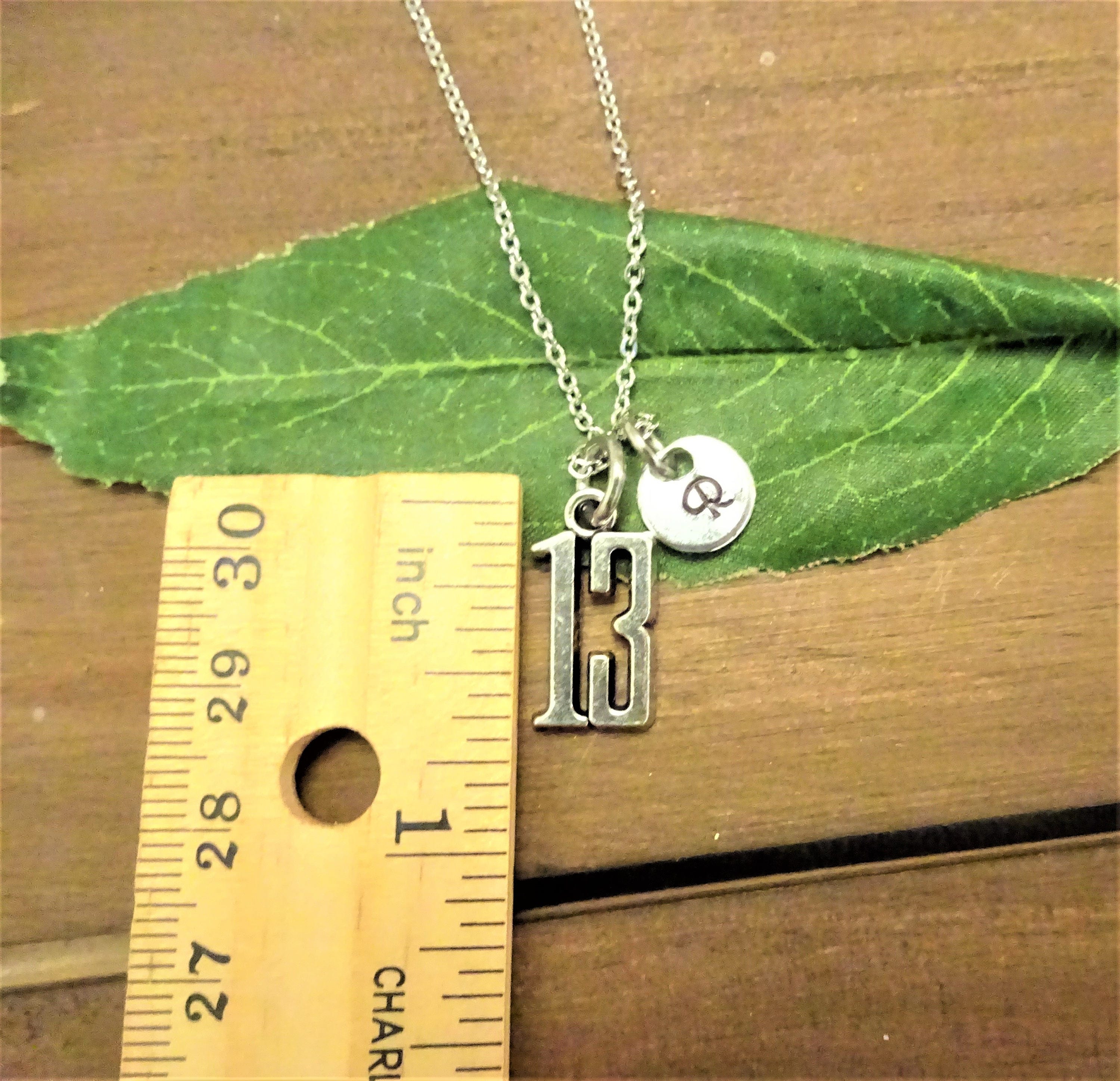 13 BIRTHDAY NECKLACE personalized with initial charm & | Etsy
