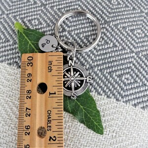 ORIGAMI AIRPLANE & COMPASS Keychain Personalized With Initial Charm ...