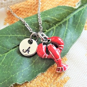 RED LOBSTER NECKLACE Personalized With Initial Charm - Etsy