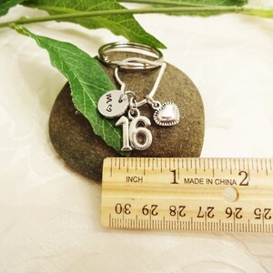 16 BIRTHDAY KEYCHAIN on a Heart Personalized With Initial Charm - Gift ...