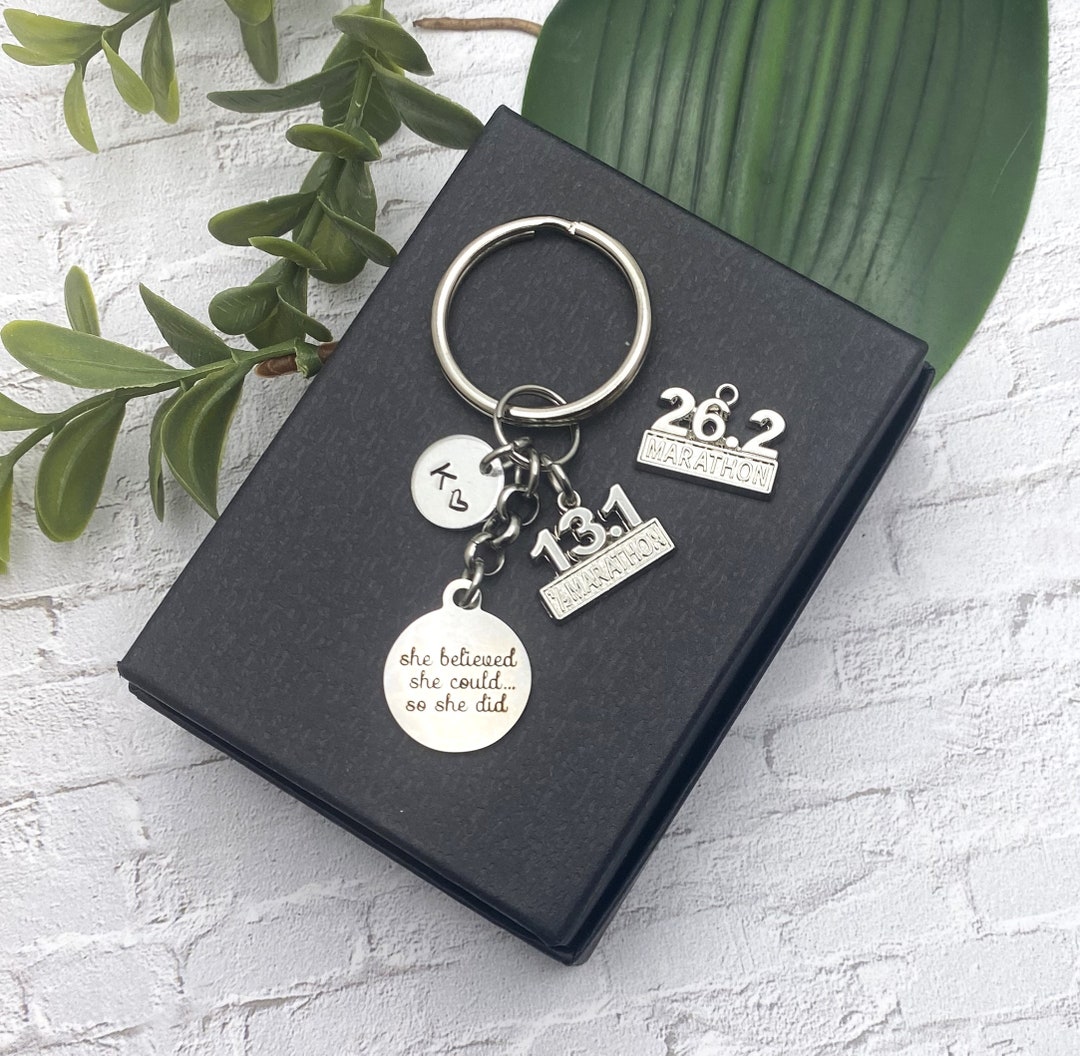 MARATHON RUNNER KEYCHAIN - "she Believed She Could" 13.1 or 26.2 With ...