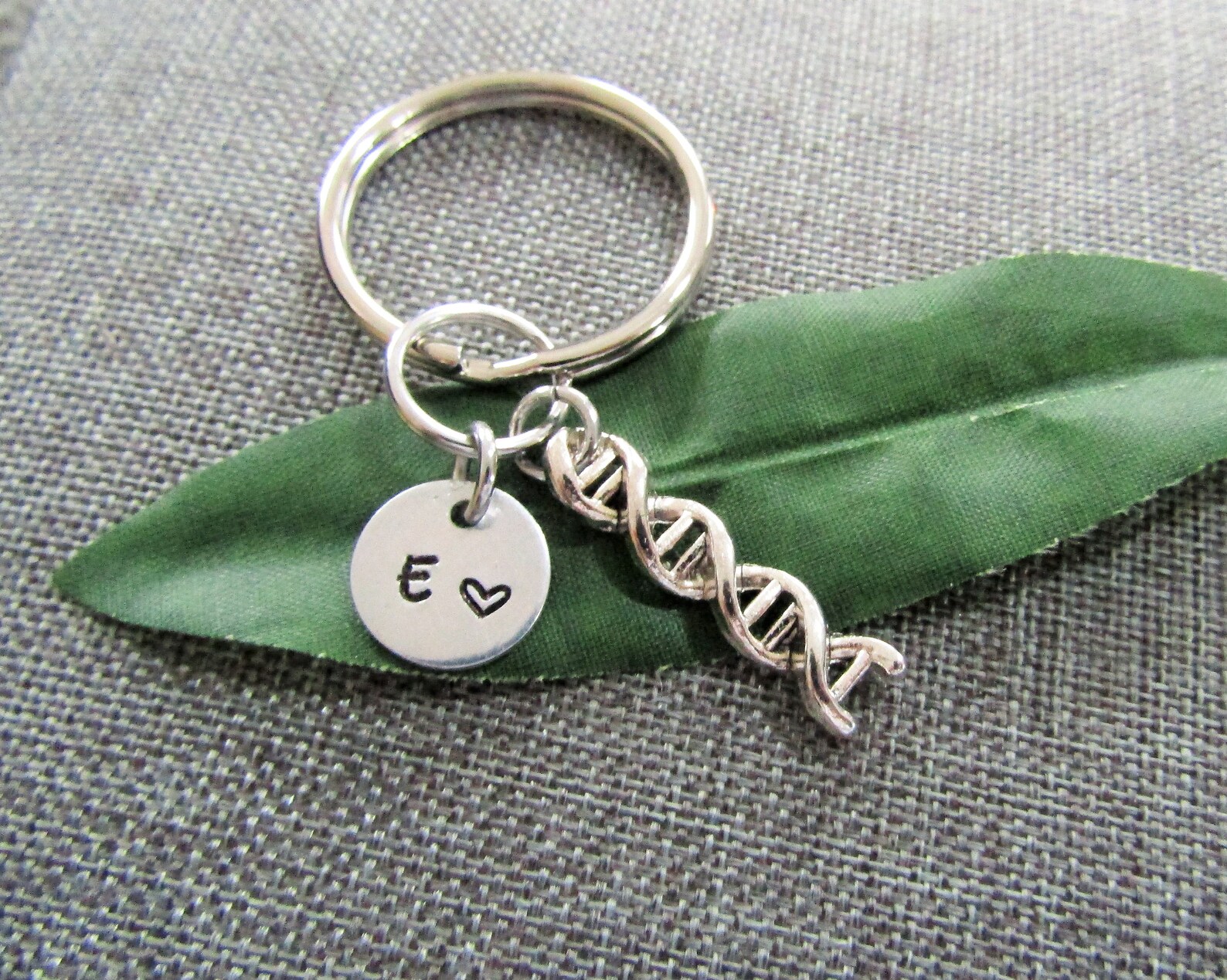 DNA KEYCHAIN Personalized With Initial Charm DNA Keychain | Etsy