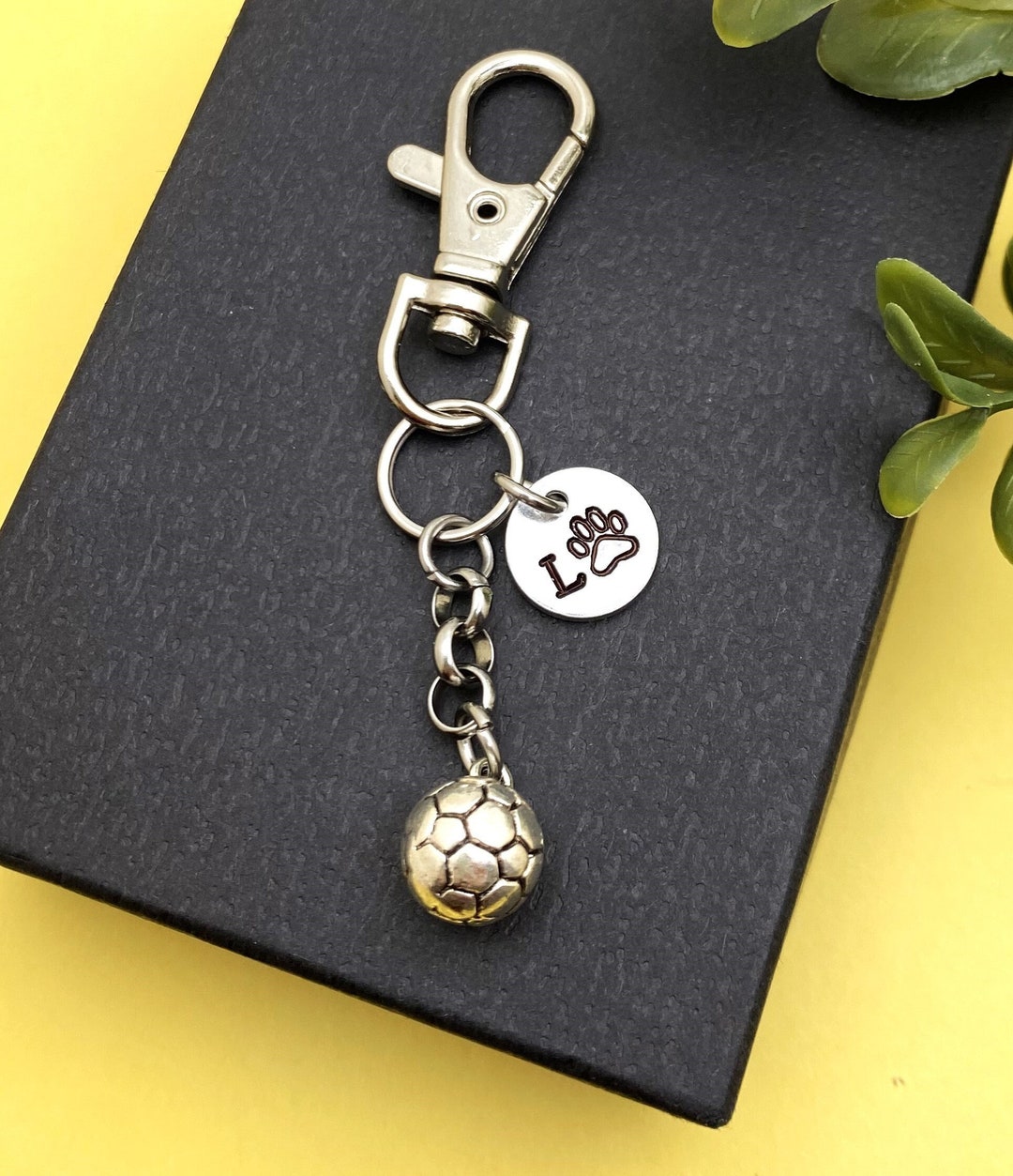 3D SOCCER BALL KEYCHAIN Personalized With Initial or Number Charm ...