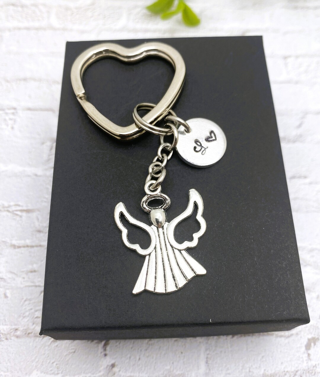 GUARDIAN ANGEL KEYCHAIN Personalized With Initial Charm -keychain ...