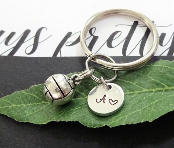 VOLLEYBALL KEYCHAIN personalized with initial or number charm | Etsy