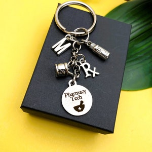 PHARMACIST KEYCHAIN Personalized With Initial Charm, Mortar & Pestle ...