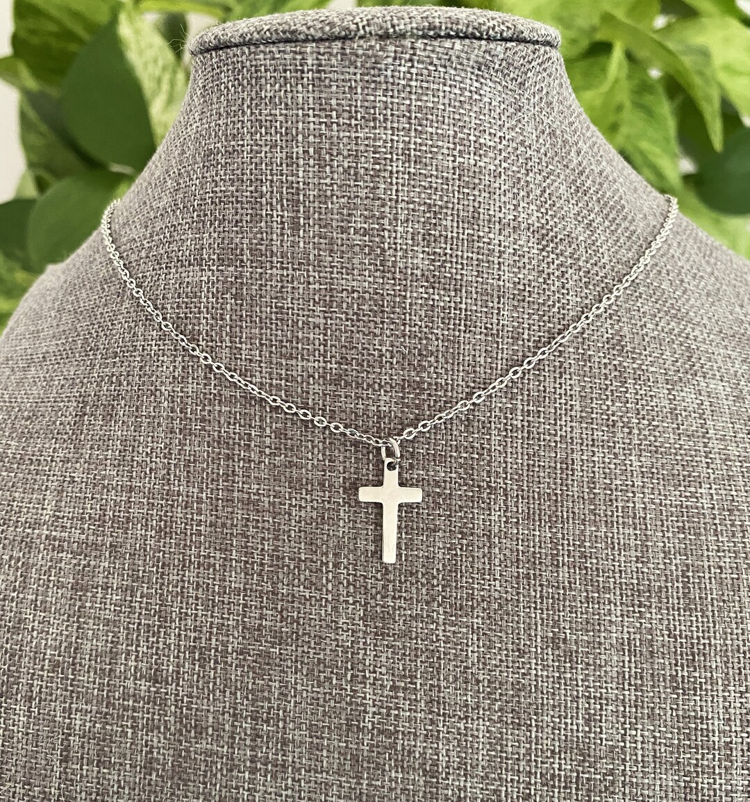 Stainless Steel Small Minimalist CROSS NECKLACE 16mm Shiny - Etsy