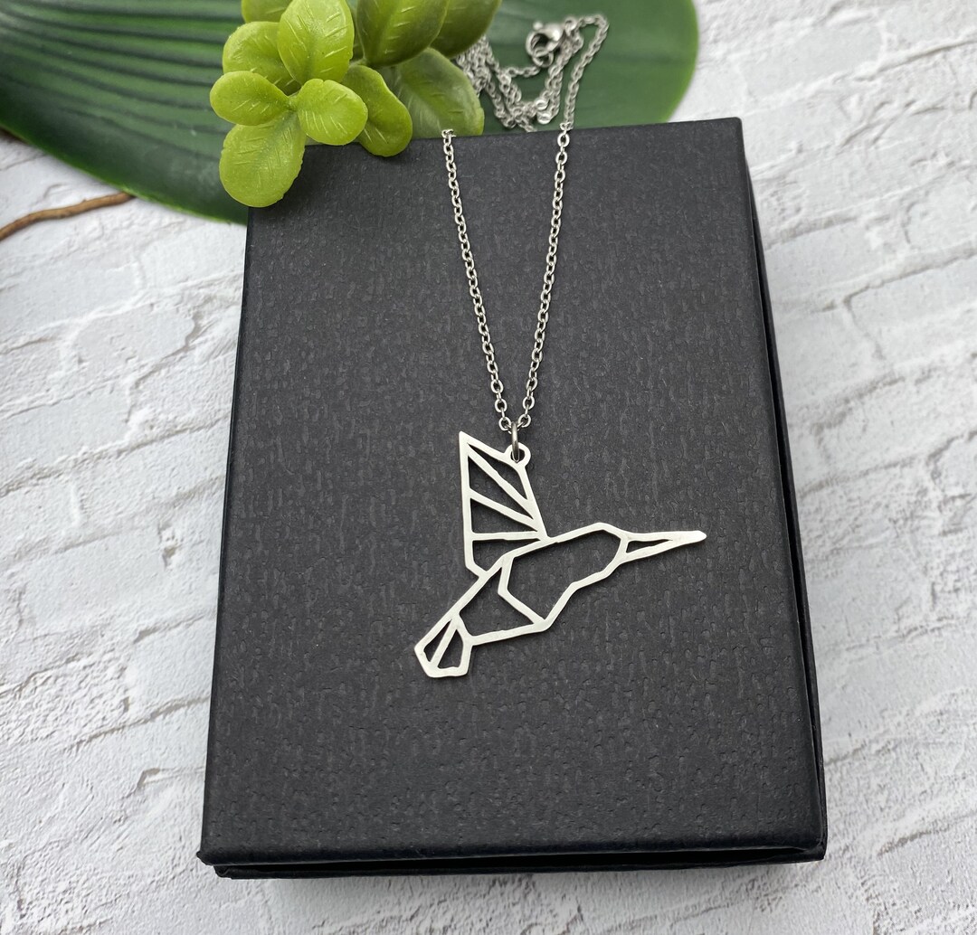 Stainless Steel Large HUMMINGBIRD NECKLACE on Stainless Steel Chain ...