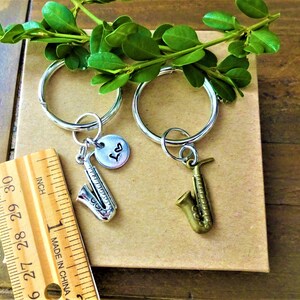 3D SAXOPHONE KEYCHAIN Personalized With Initial Charm - Choose Silver ...
