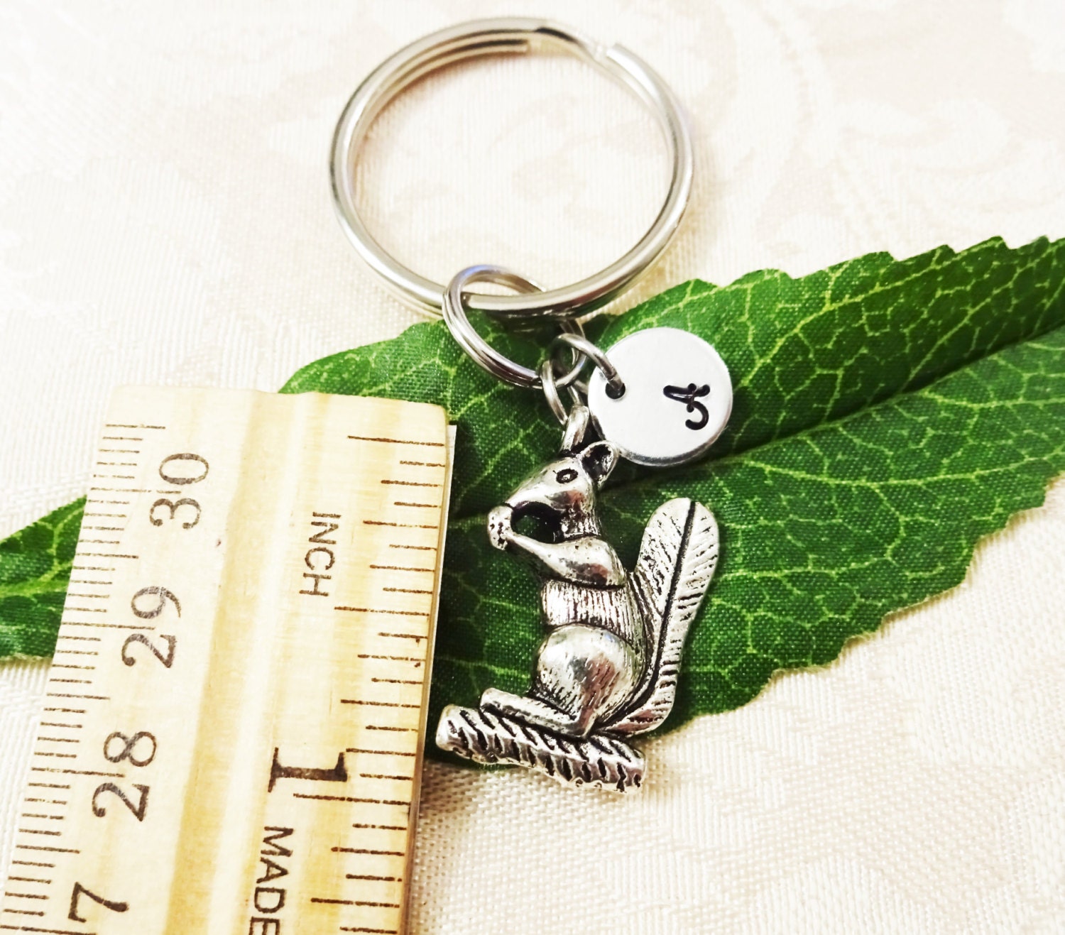 3D SQUIRREL KEYCHAIN Personalized With Initial Charm - Etsy