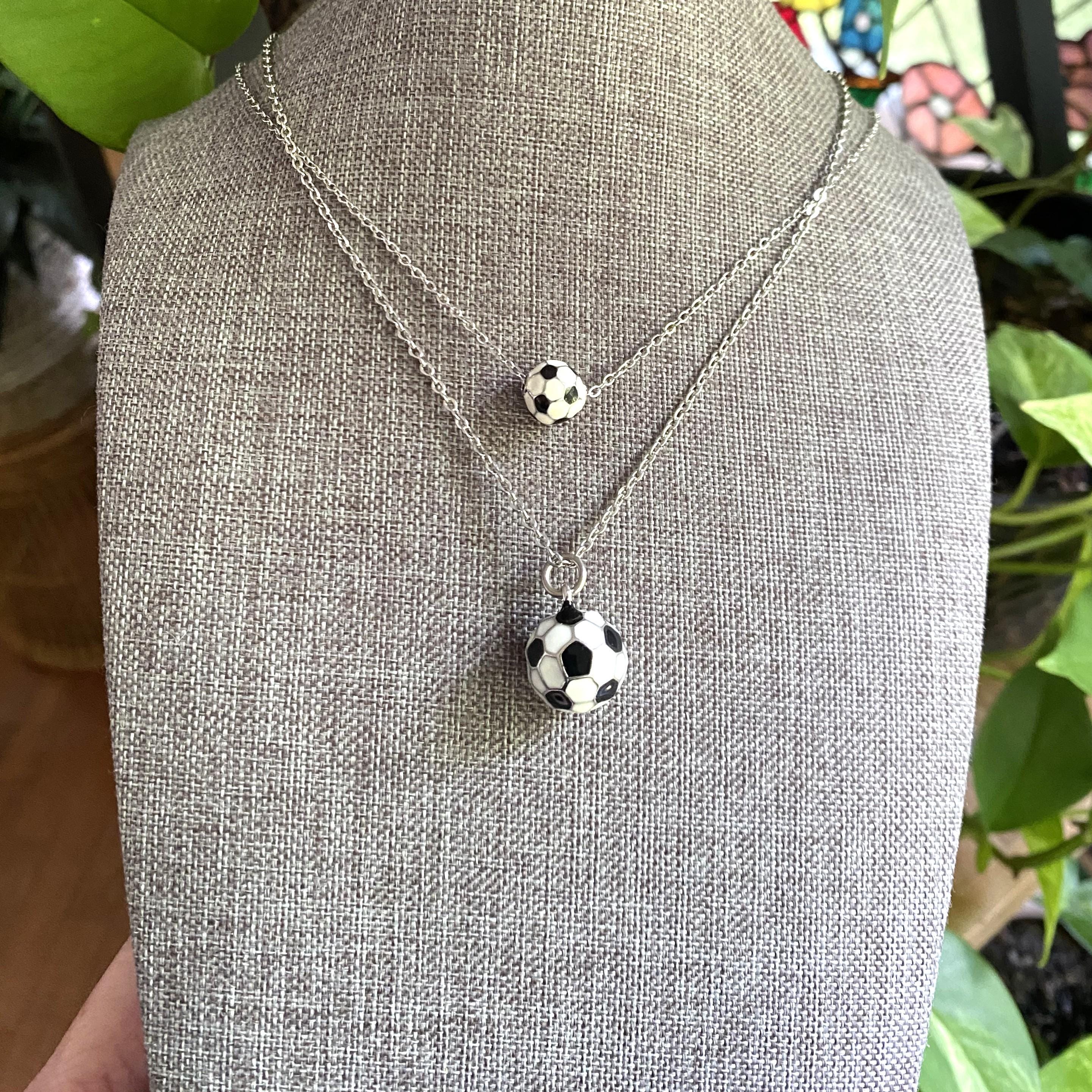 3D SOCCER BALL NECKLACE Black & White - Choose Large or Small Soccer ...