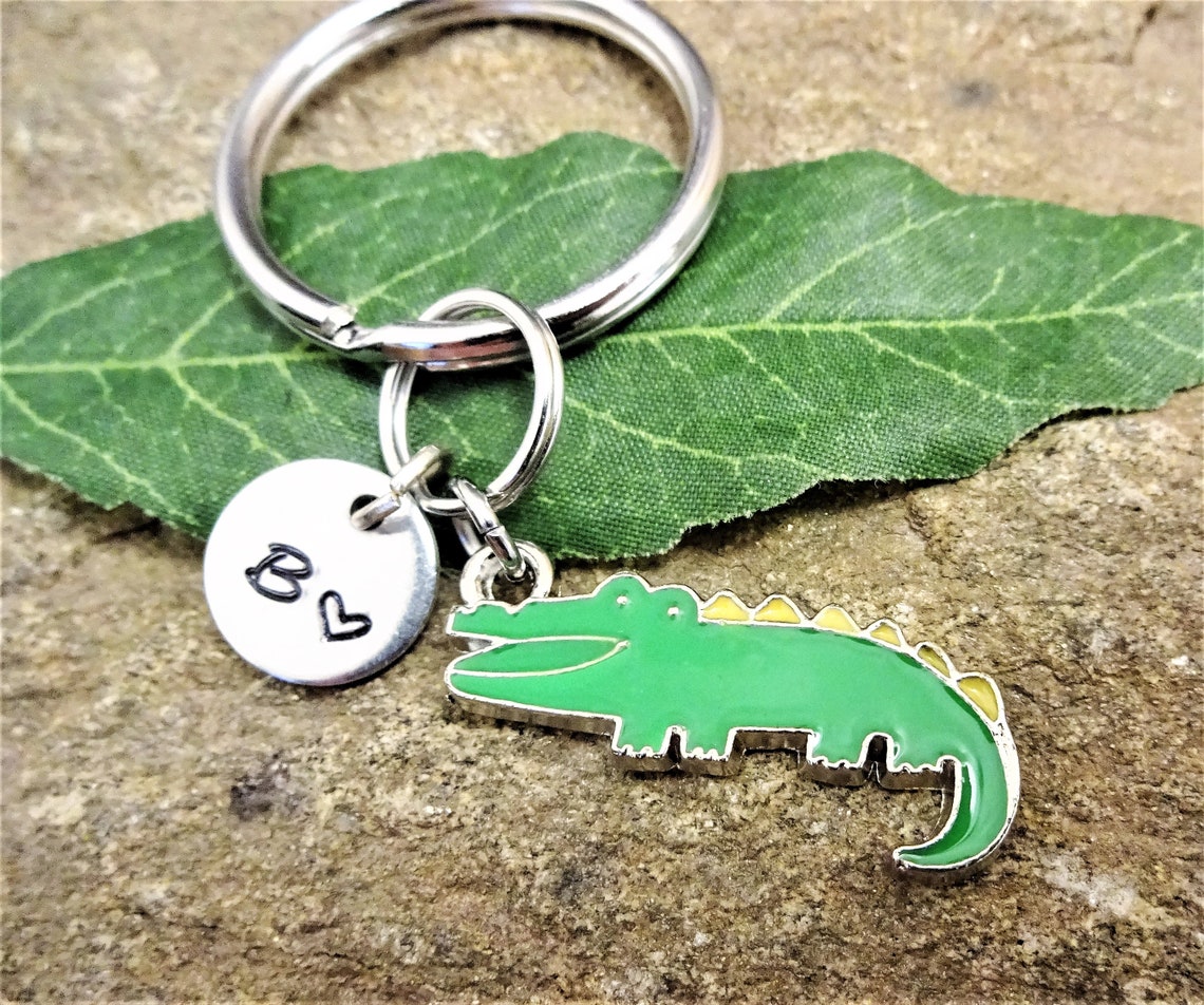 ALLIGATOR KEYCHAIN Personalized With Initial Charm GATOR - Etsy