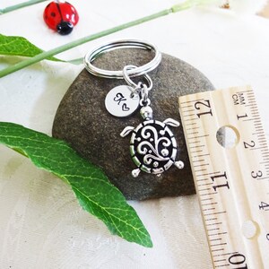 FILIGREE TURTLE KEYCHAIN Personalized With Initial Charm | Etsy