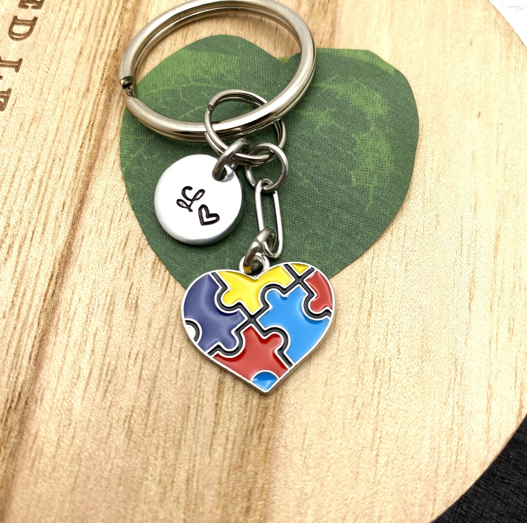 AUTISM KEYCHAIN Personalized W Initial Charm - Autism Keychain, Purse ...