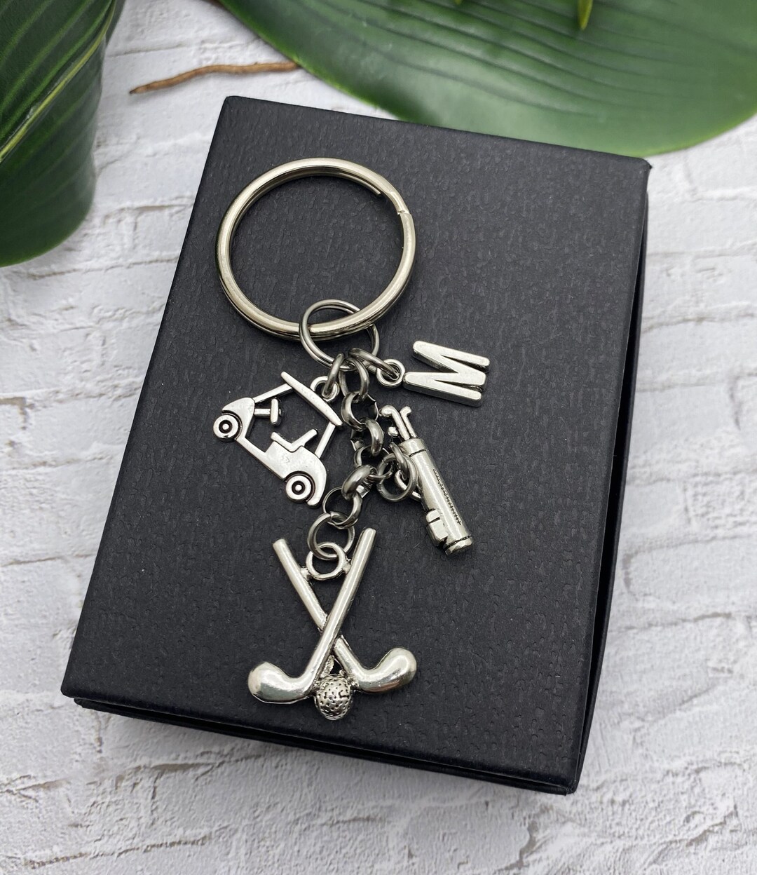 GOLF KEYCHAIN Personalized With Initial Charm - Golf Clubs, Golf Bag ...
