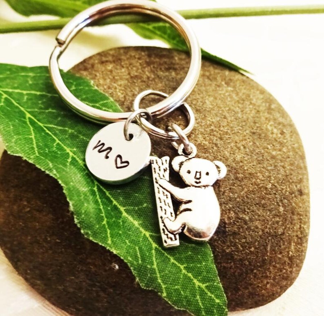 KOALA BEAR KEYCHAIN Personalized With Initial Charm Koala - Etsy