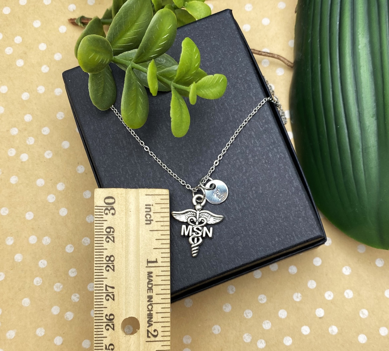 MSN Caduceus Necklace - MSN Masters of Science in Nursing Necklace on a ...