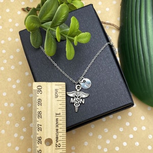 MSN Caduceus Necklace - MSN Masters of Science in Nursing Necklace on a ...