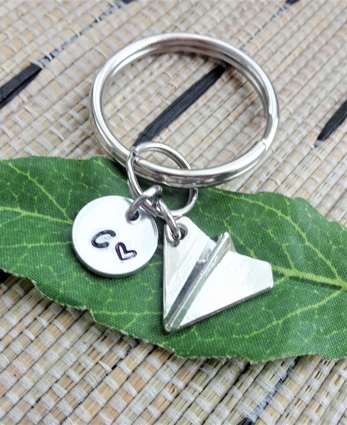 ORIGAMI AIRPLANE Keychain Personalized With Initial Charm - Etsy