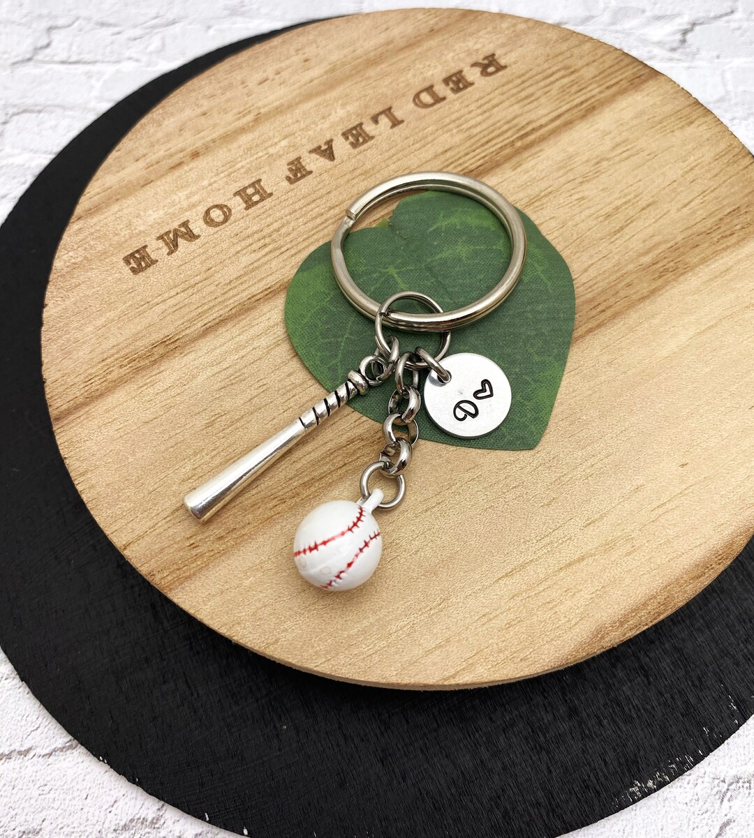SOFTBALL BASEBALL KEYCHAIN Personalized With Initial or Number Charm ...