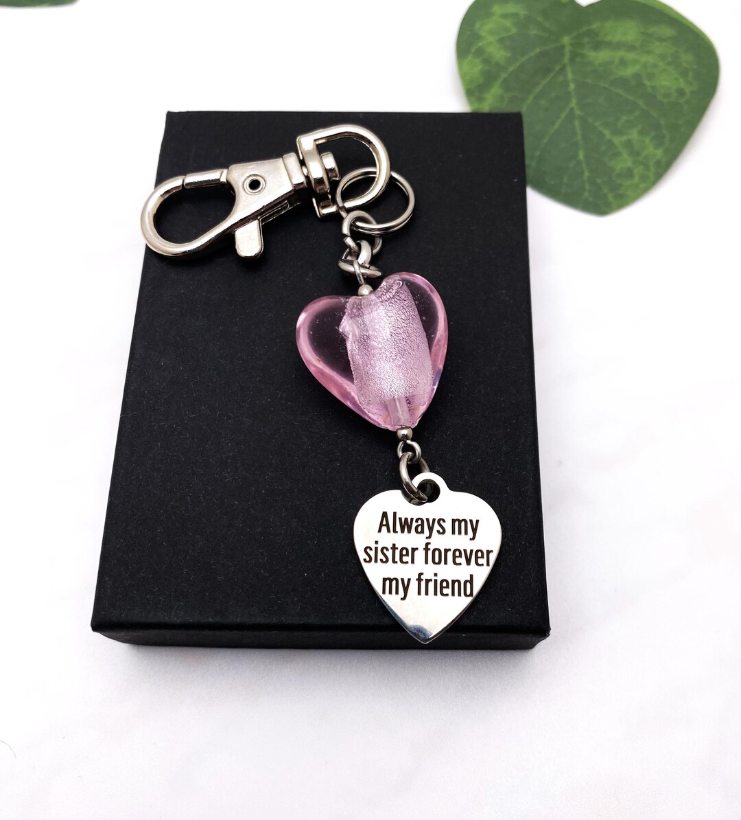 SISTER KEYCHAIN With Pink Heart - "always My Sister Forever My Friend ...