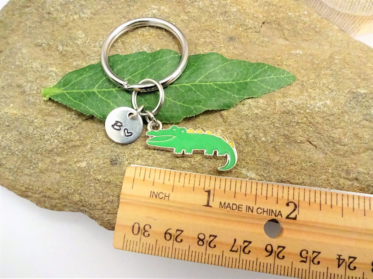 ALLIGATOR KEYCHAIN Personalized With Initial Charm GATOR - Etsy