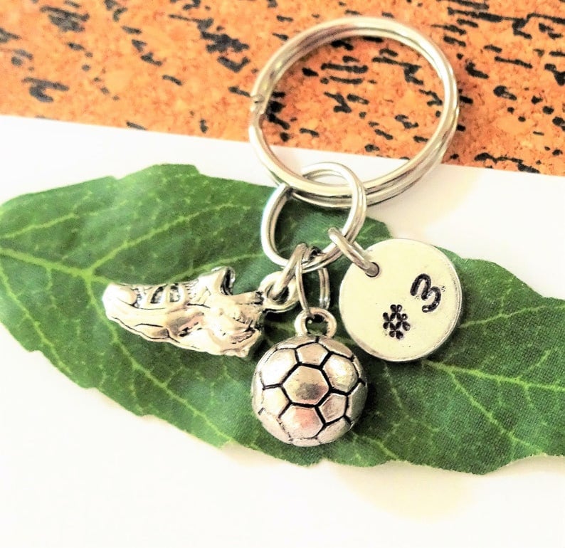 SOCCER BALL & CLEAT Keychain Personalized With Initial or - Etsy