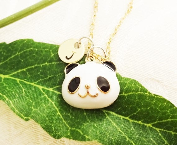 PANDA BEAR NECKLACE on a Gold Plated Chain Personalized With | Etsy