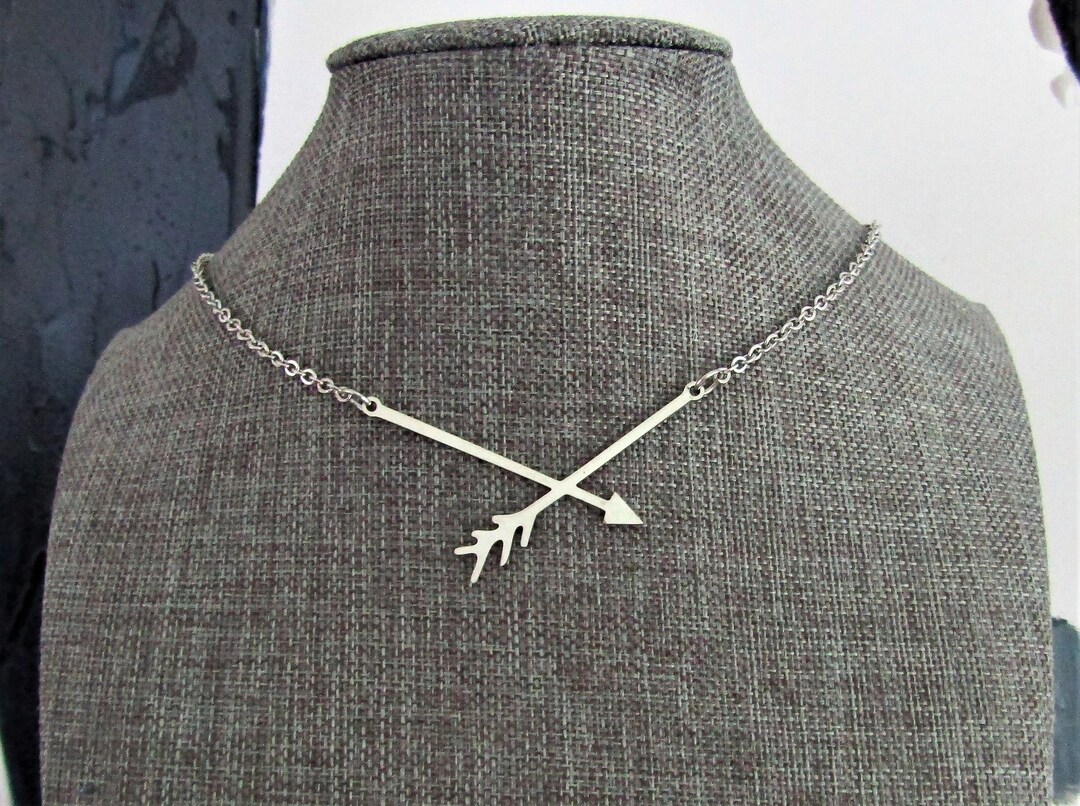 STAINLESS STEEL Large ARROW Necklace on a Stainless Steel Chain Non ...