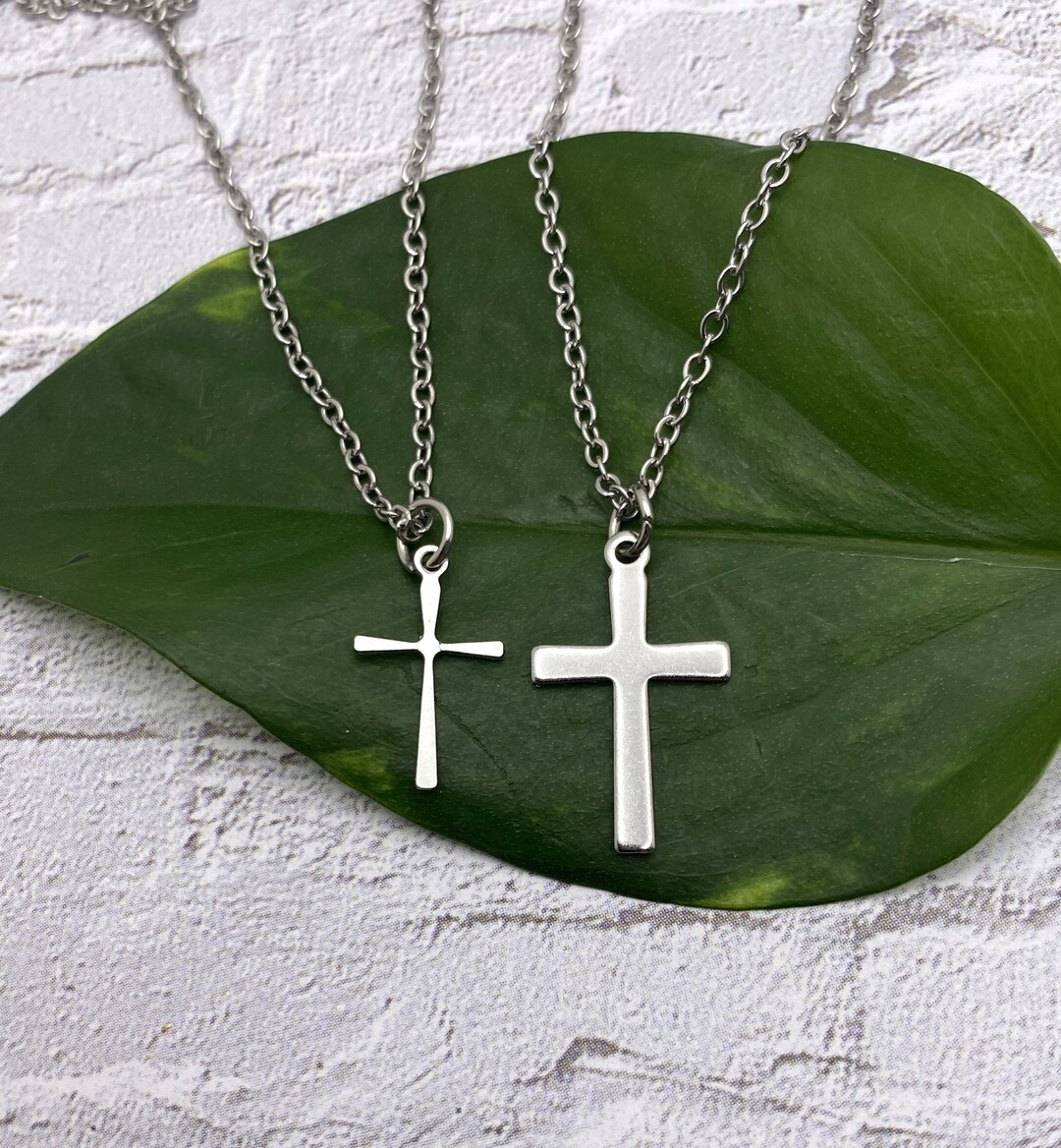 Stainless Steel MINIMALIST CROSS NECKLACE Choose 17mm - Etsy
