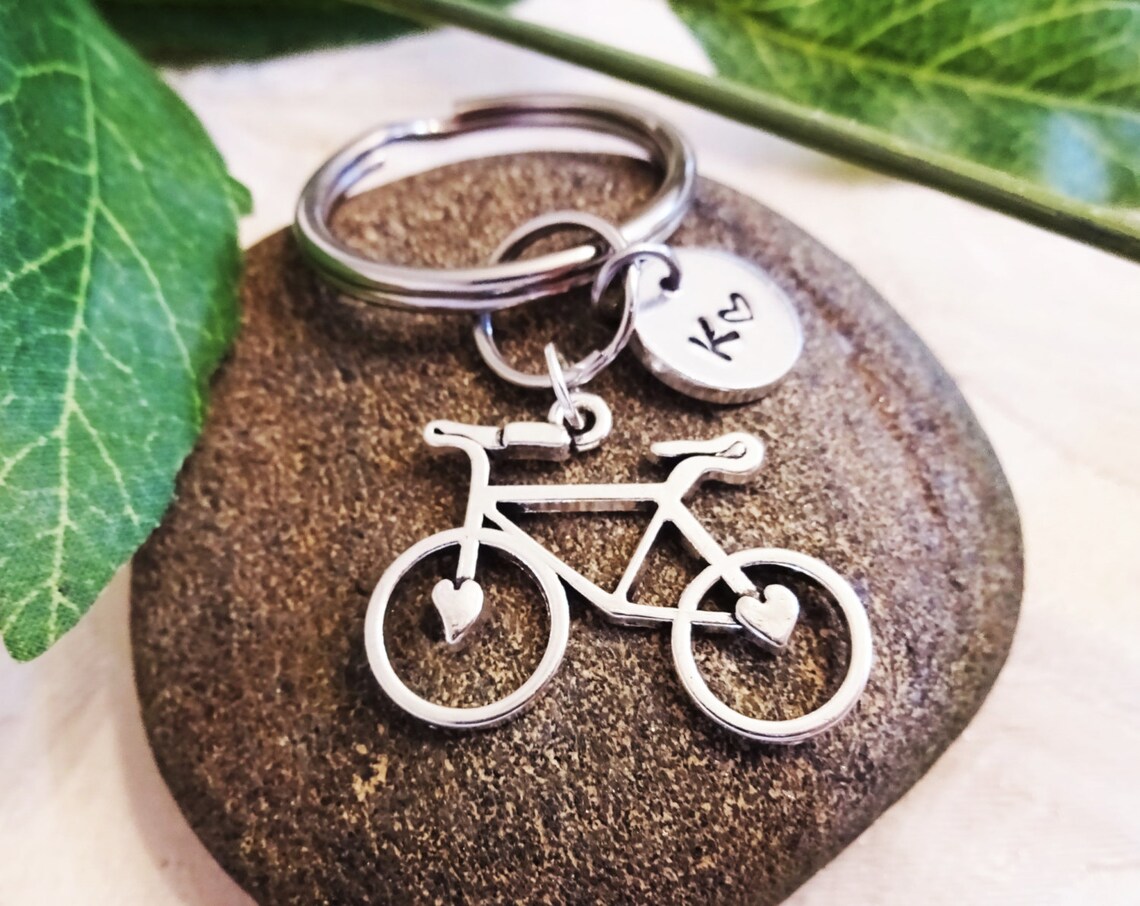 BICYCLE BIKE KEYCHAIN Personalized With Initial Charm Bike | Etsy