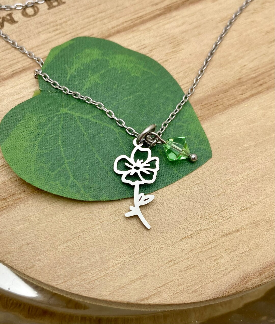 Stainless Steel Small AUGUST BIRTH MONTH Flower Necklace, Poppy Flower ...