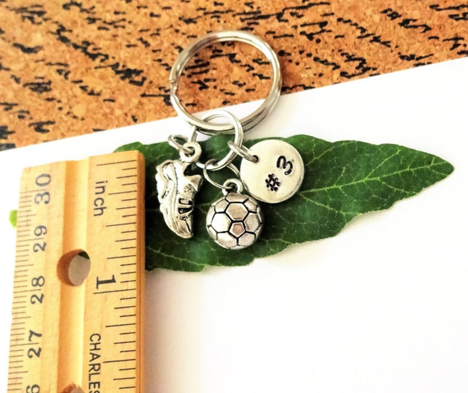 SOCCER BALL & CLEAT Keychain Personalized With Initial or - Etsy
