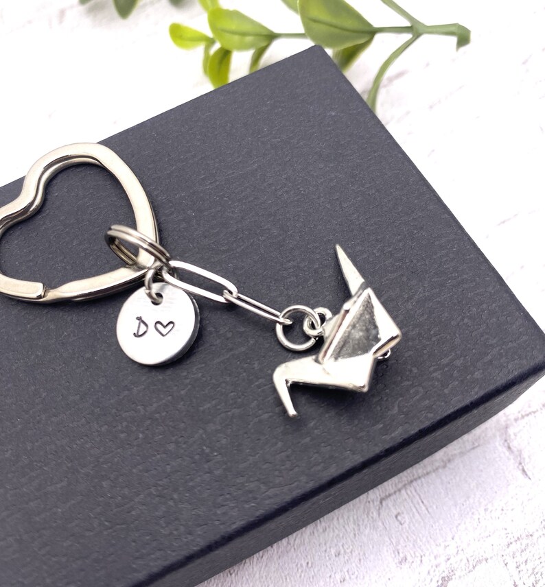 3D ORIGAMI BIRD Keychain Personalized With Initial Charm - Etsy