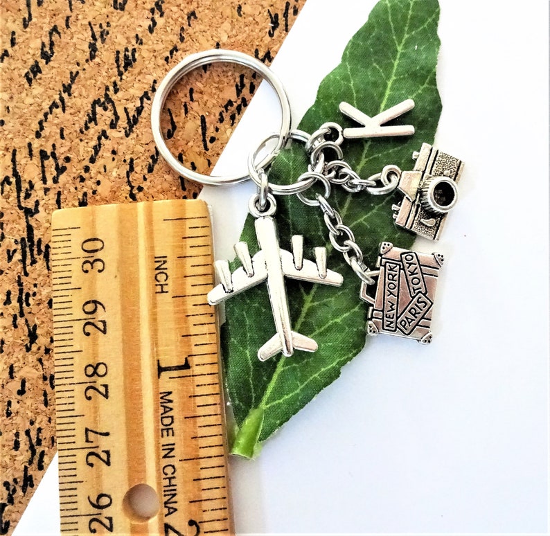 AIRPLANE SUITCASE CAMERA Keychain Personalized With Initial | Etsy