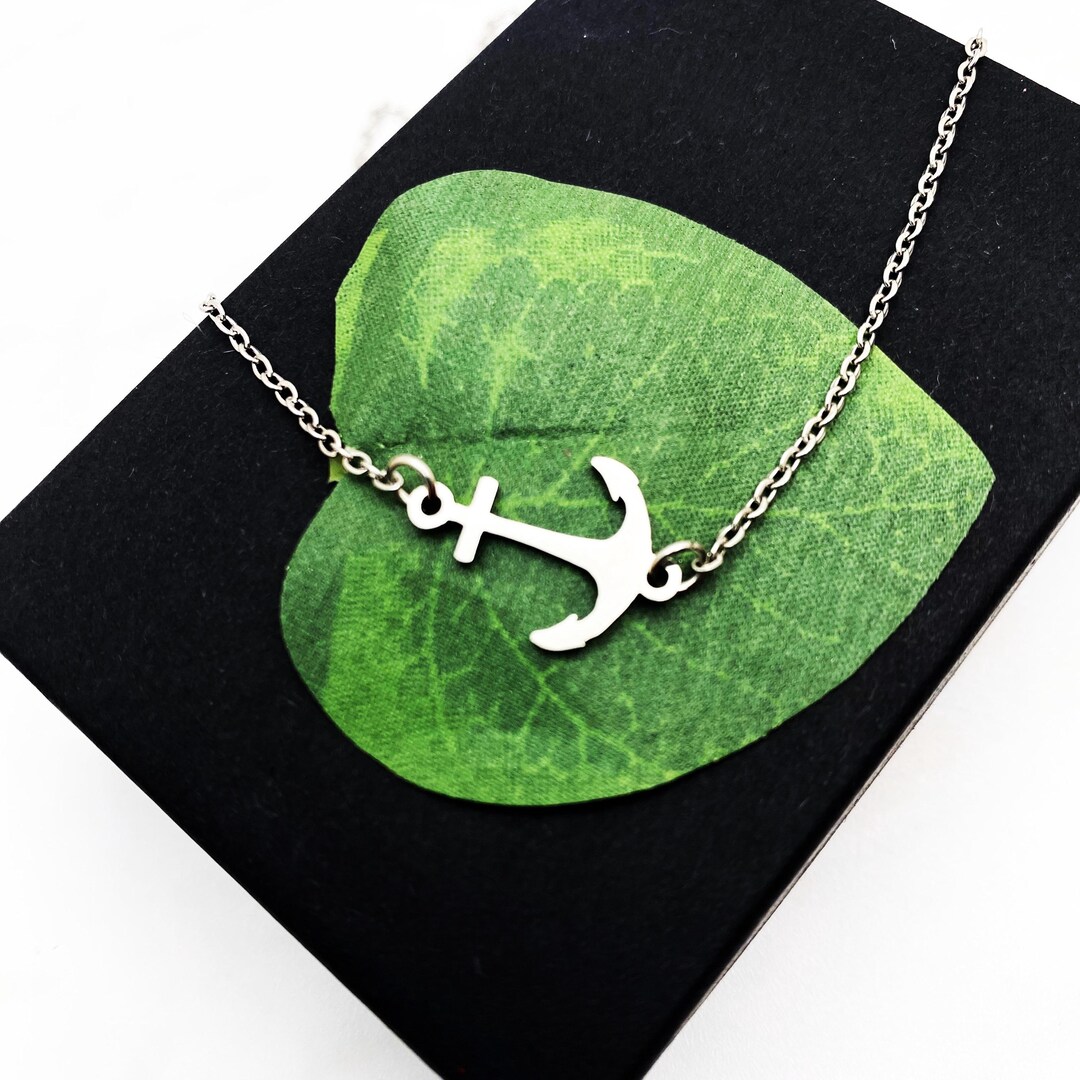 Stainless Steel Small SIDEWAYS ANCHOR NECKLACE - Minimalist Necklace ...