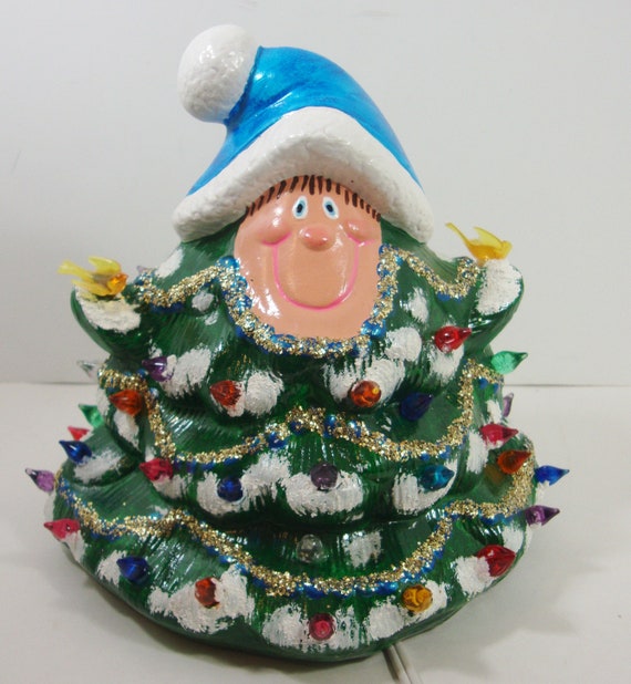 Vintage Macky Mold Ceramic Light Up Christmas Tree Happy Face | Etsy