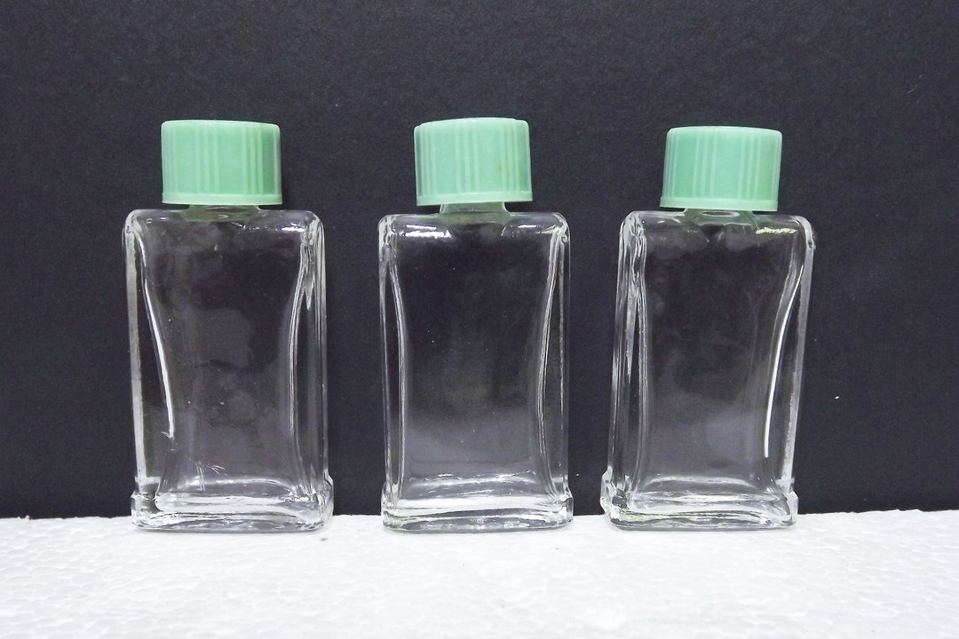 Antique Mini Perfume Oil Glass Rectangle Bottles Lot 3 Green Bakelite Lid 1 7/8 - Etsy