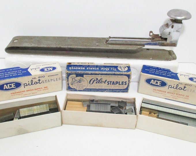 Vintage Pilot Long Reach Stapler 412 With Staples 400 Office Supplies ...