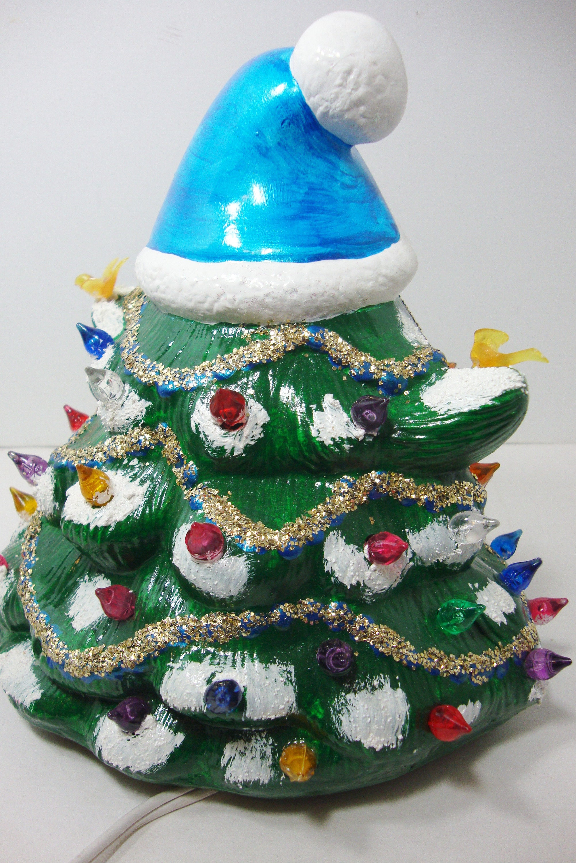 Vintage Macky Mold Ceramic Light up Christmas Tree Happy Face Glitter ...