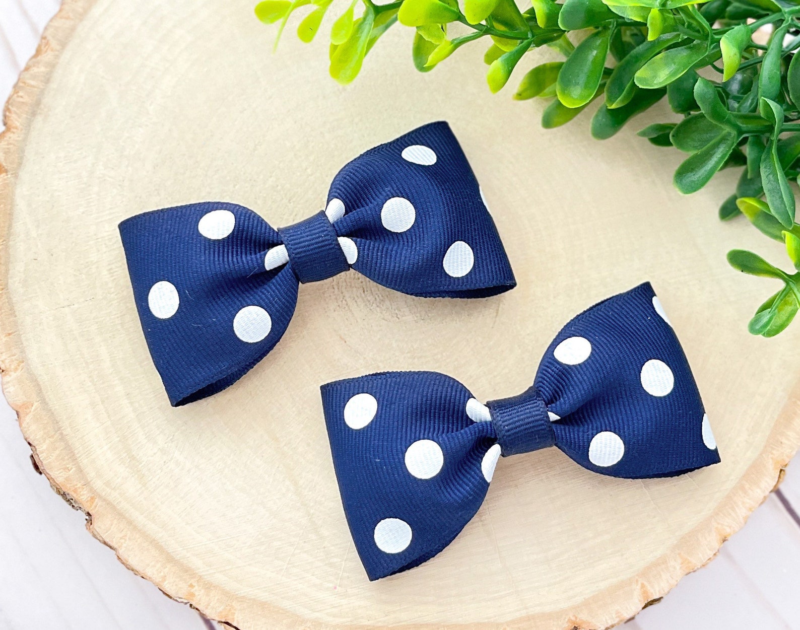 Navy Blue Hair Bows, Blue and White Bows, Blue Polka Dot Bows, Navy ...