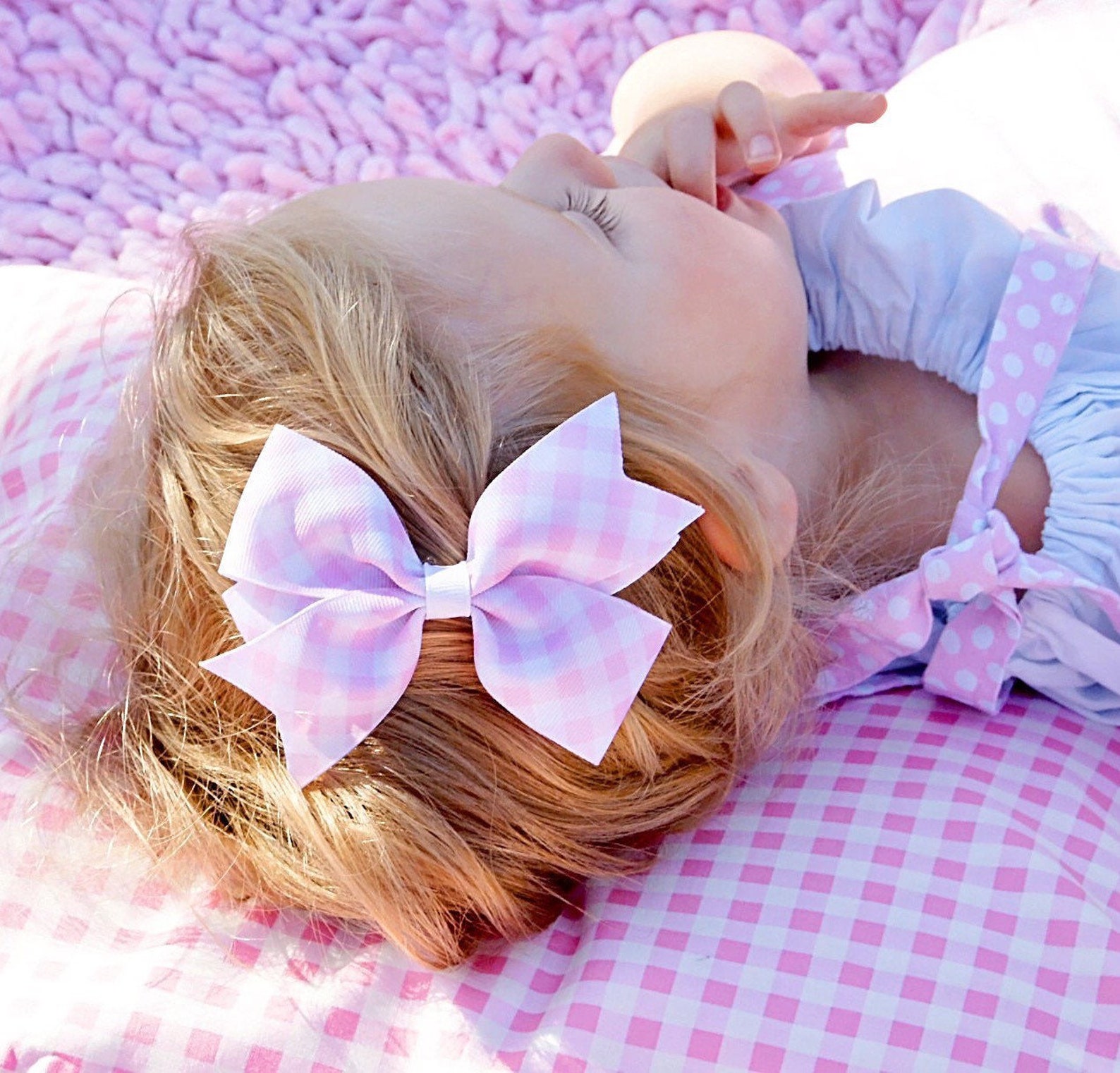 Pink Gingham Bows Pink Hair Bows Girls Pink Bows Pink - Etsy
